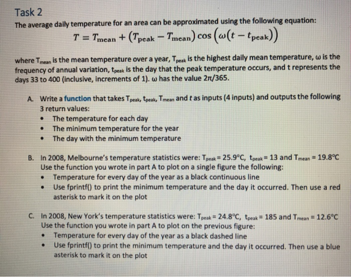 Task 2 The average daily temperature for an area can | Chegg.com