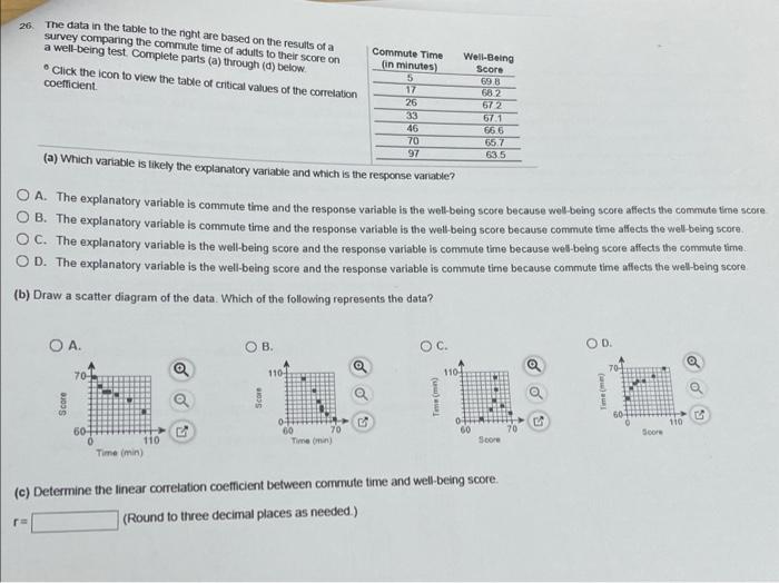 Solved 26. The data in the table to the nght are based on | Chegg.com