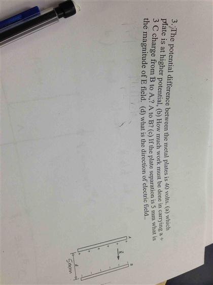 Solved The potential difference between the metal plates is | Chegg.com