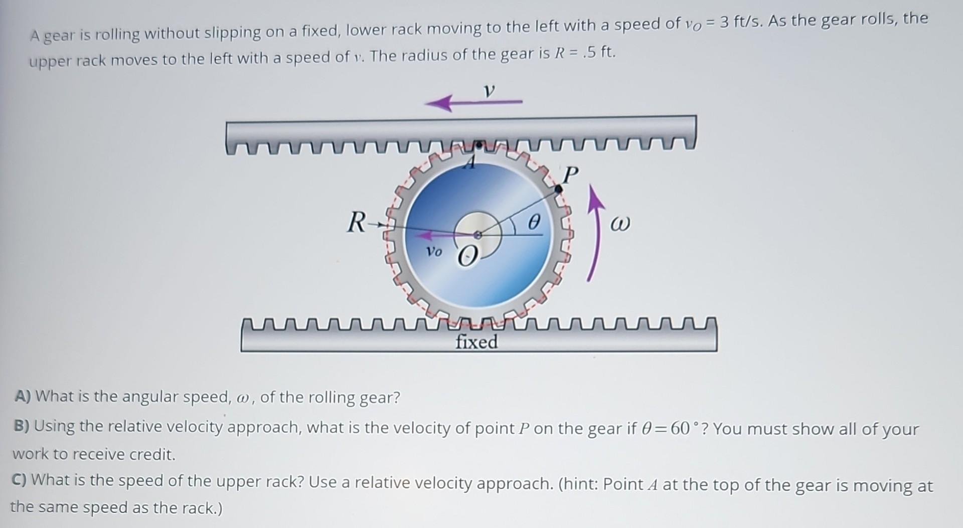 Solved A gear is rolling without slipping on a fixed, lower | Chegg.com