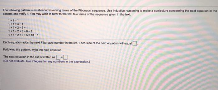Solved The following pattern is established involving terms | Chegg.com