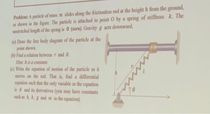 Solved Problem: A partick of mus m slides along the | Chegg.com