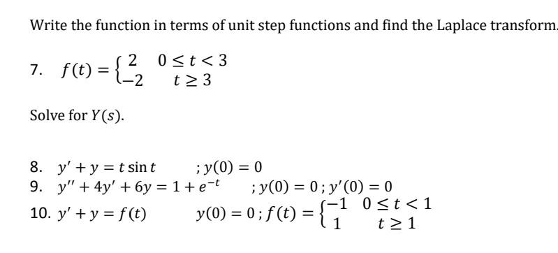 Solved Write the function in terms of unit step functions | Chegg.com