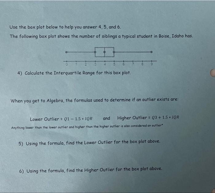 Solved Use the box plot below to help you answer 4,5, and 6. | Chegg.com