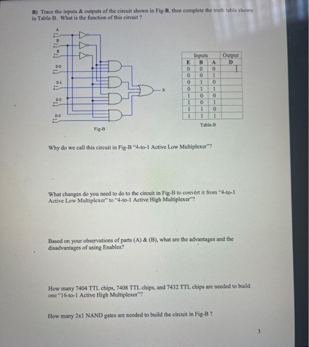 Solved B) Trace the inputs \& outputs of the circuit shown | Chegg.com