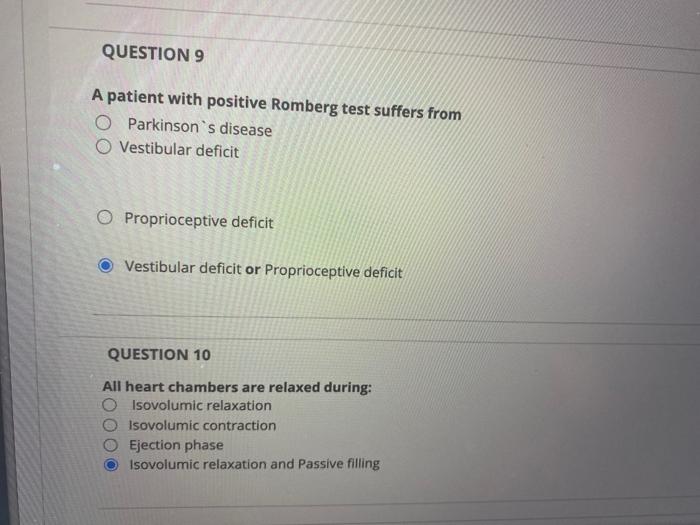 Solved QUESTION 9 A patient with positive Romberg test | Chegg.com