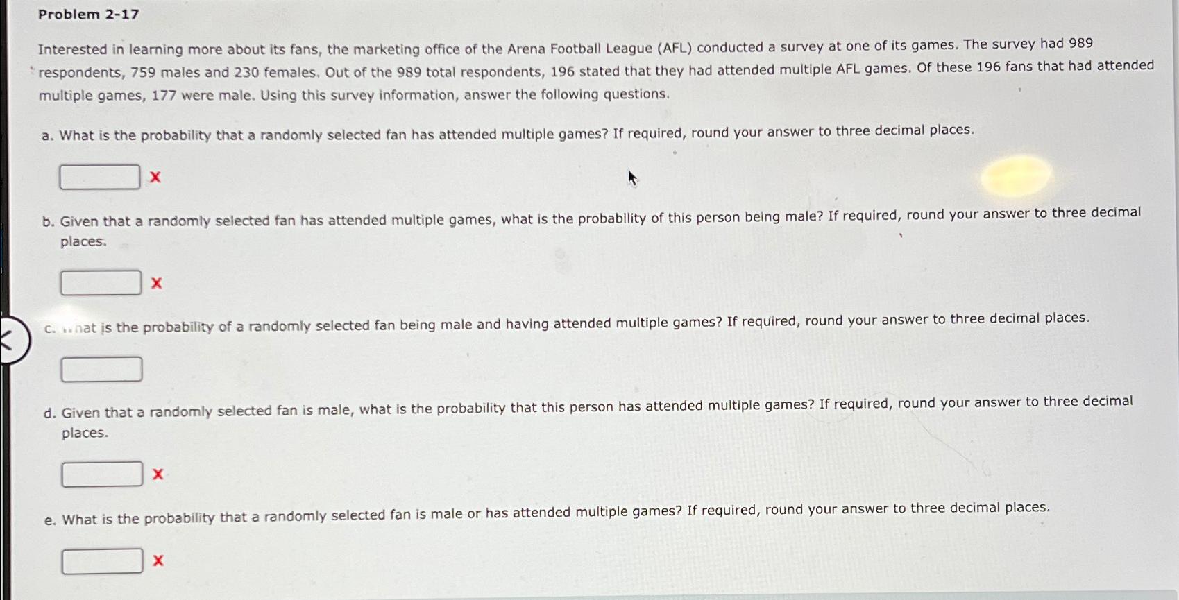 Solved Problem 2-17 ﻿multiple games, 177 ﻿were male. Using | Chegg.com