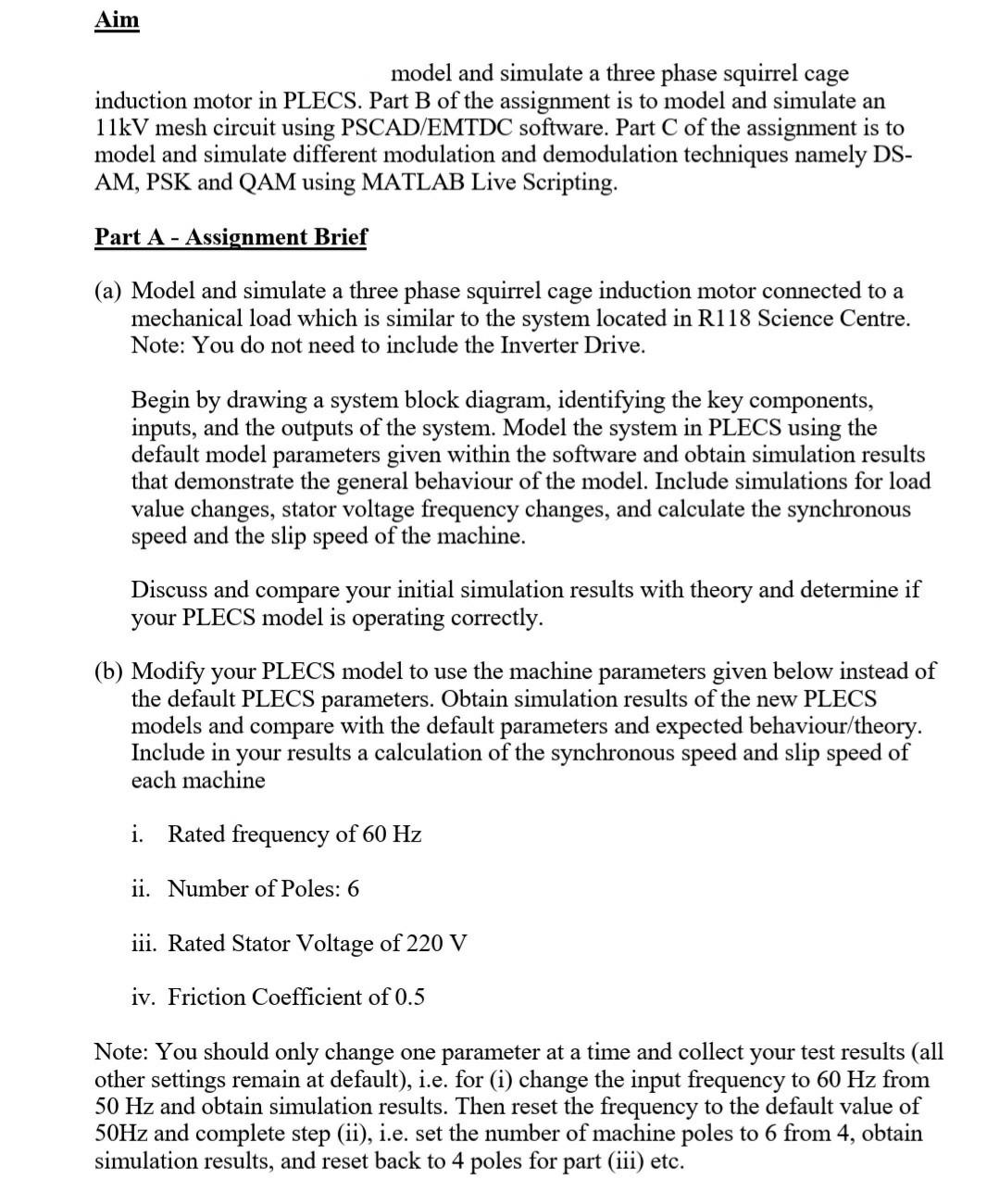 Using PLECS software Build a Three phase squirrel | Chegg.com