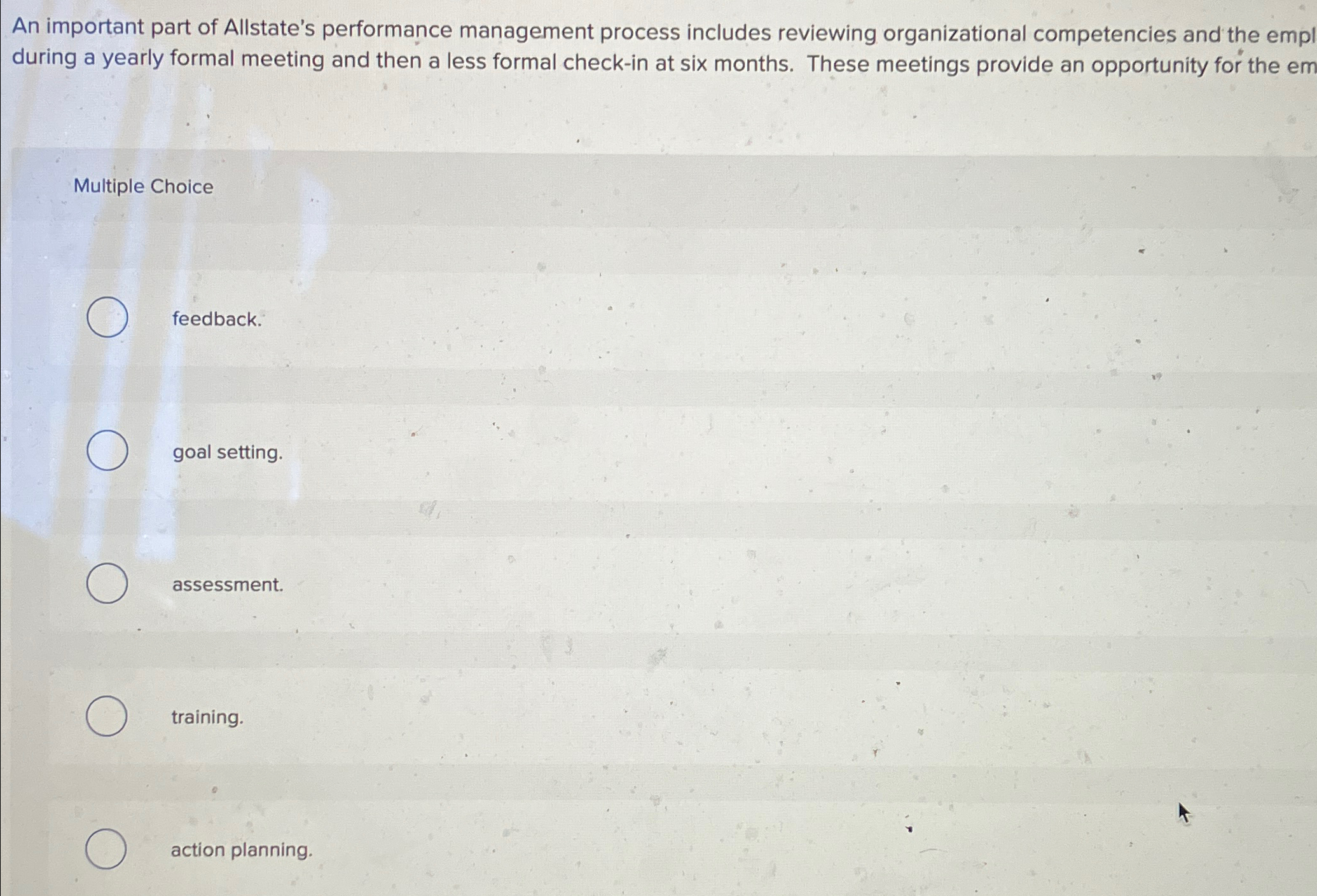 Solved An important part of Allstate's performance | Chegg.com