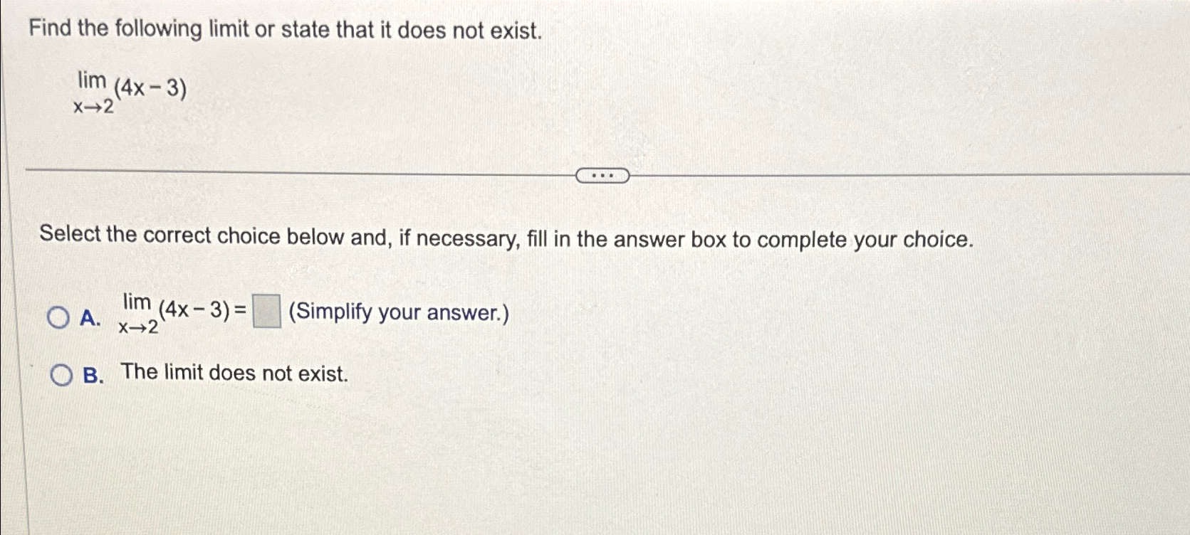 Solved Find the following limit or state that it does not | Chegg.com