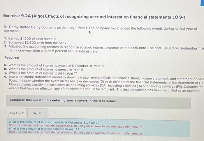 Solved Exercise 9-2A (Algo) Effects of recognizing accrued | Chegg.com