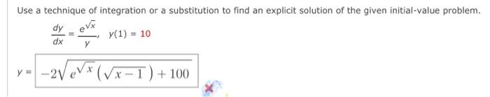 Solved Use a technique of integration or a substitution to | Chegg.com