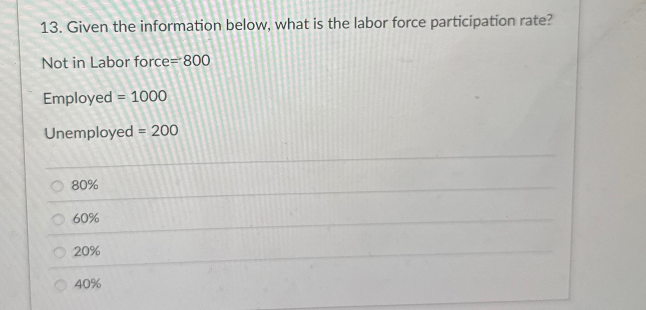 Solved Given the information below, what is the labor force | Chegg.com