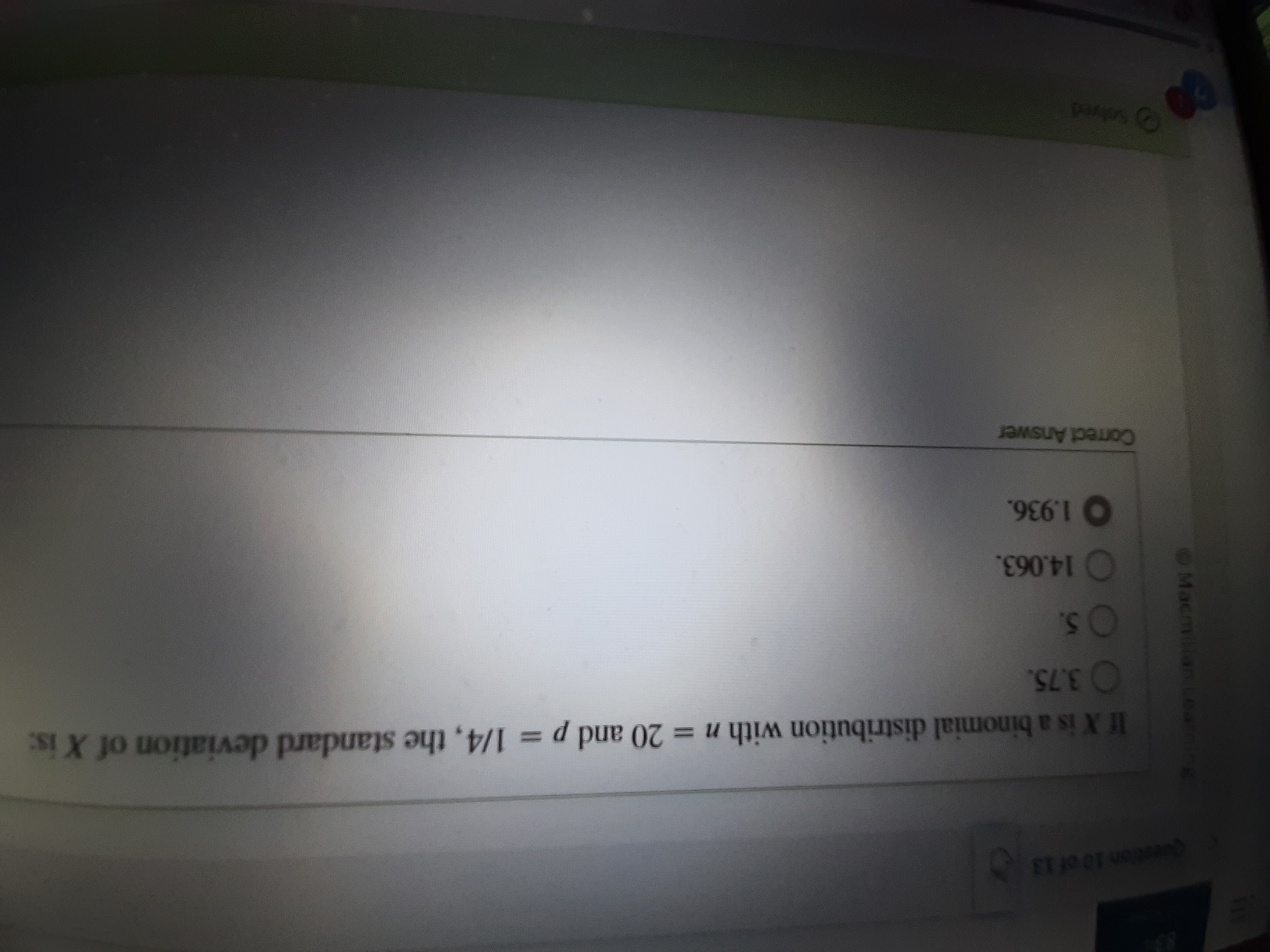 Solved If x is ﻿a binomial distribution with n=20 ﻿and p=14, | Chegg.com