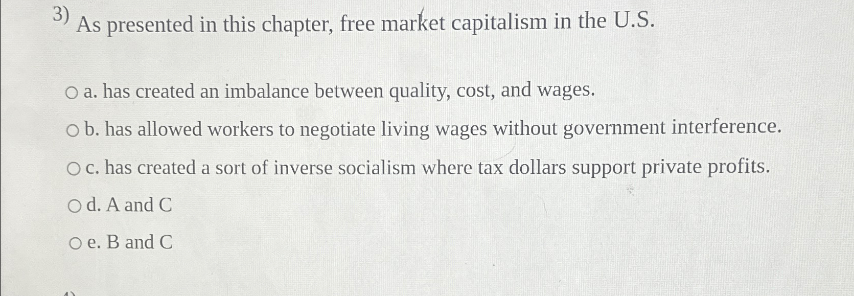 Solved As presented in this chapter, free market capitalism | Chegg.com