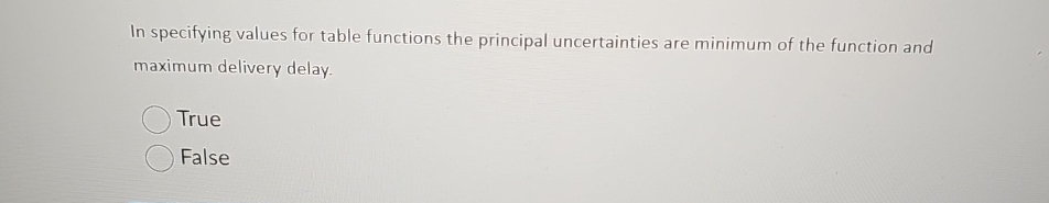 Solved In specifying values for table functions the | Chegg.com