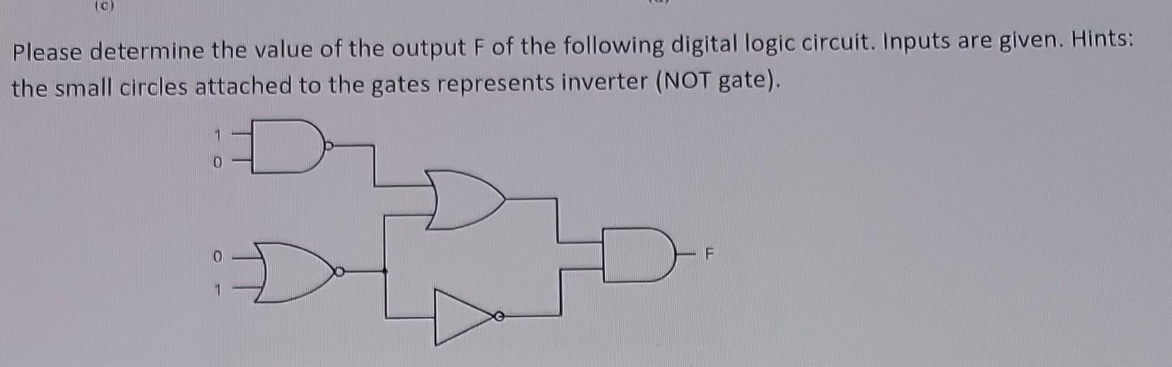 Solved Please determine the value of the output F of the | Chegg.com