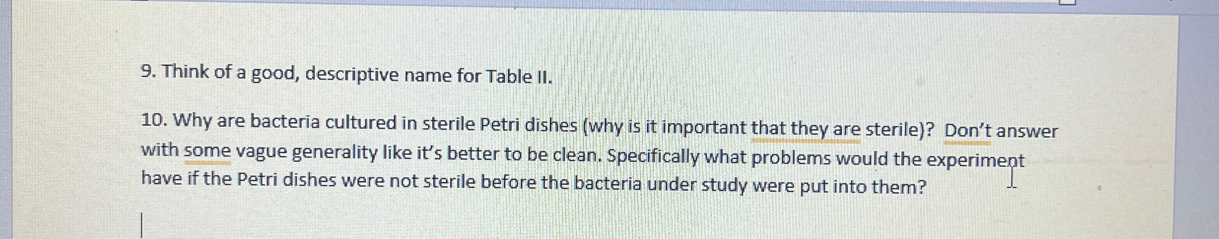 Solved Think of a good, descriptive name for Table II.Why | Chegg.com