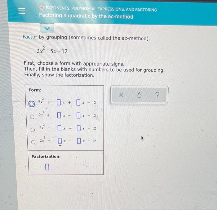 Solved = O EXPONENTS. POLYNOMIAL EXPRESSIONS, AND FACTORING | Chegg.com