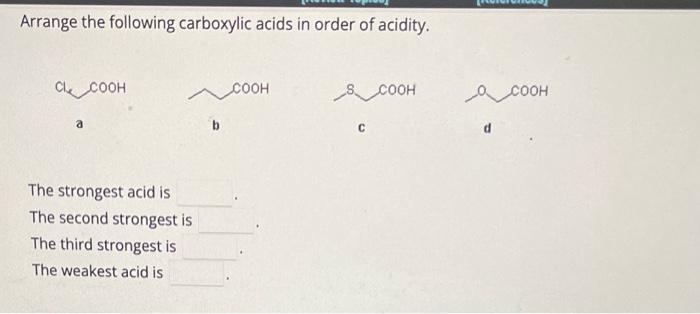 Solved Indicate, by letter, the strongest acid and the | Chegg.com