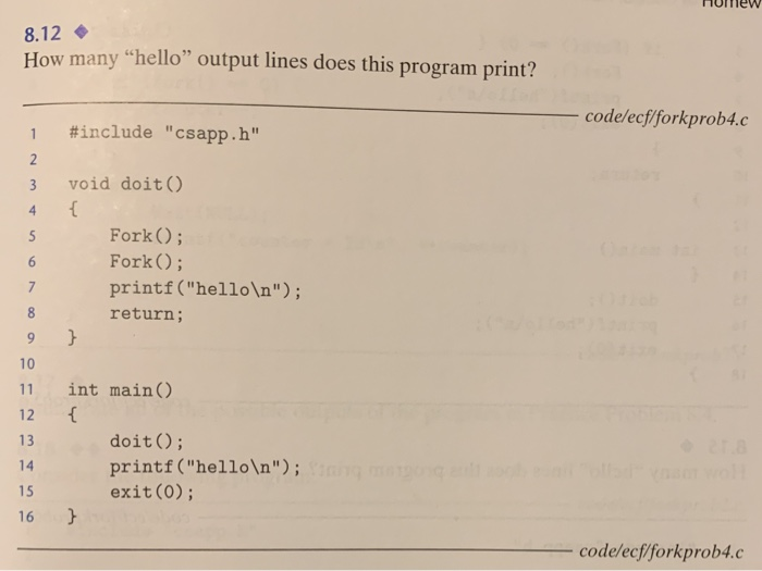 Solved Tiew 812 How Many Hello Output Lines Does This