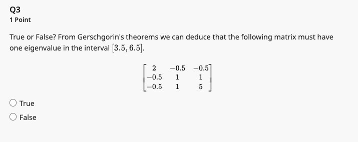 Solved Q31 ﻿PointTrue or False? From Gerschgorin's theorems | Chegg.com