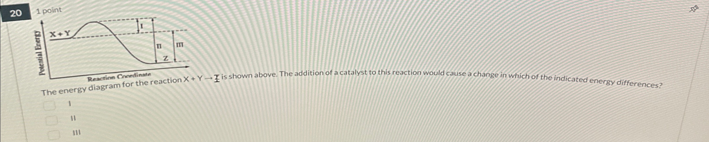 Solved 20The energy diagram for the reacu.... → ﻿I is shown | Chegg.com