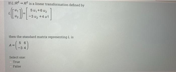 Solved - If L:R2 + R2 is a linear transformation defined by | Chegg.com