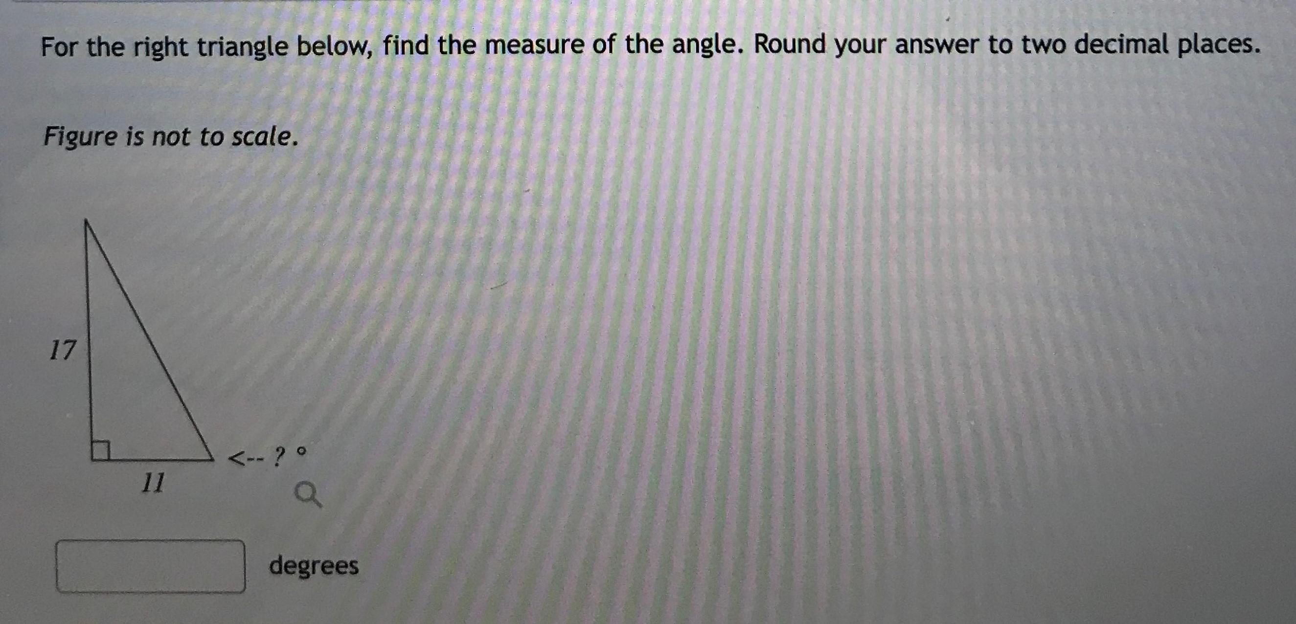 Solved For the right triangle below, find the measure of the | Chegg.com
