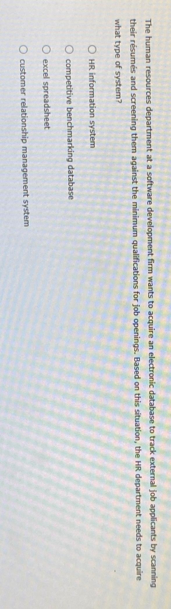 Solved The human resources department at a software | Chegg.com