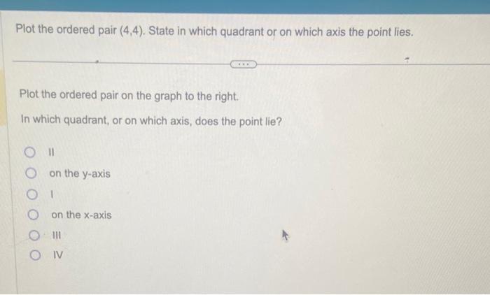 Solved Plot the ordered pair (4,4). State in which quadrant | Chegg.com
