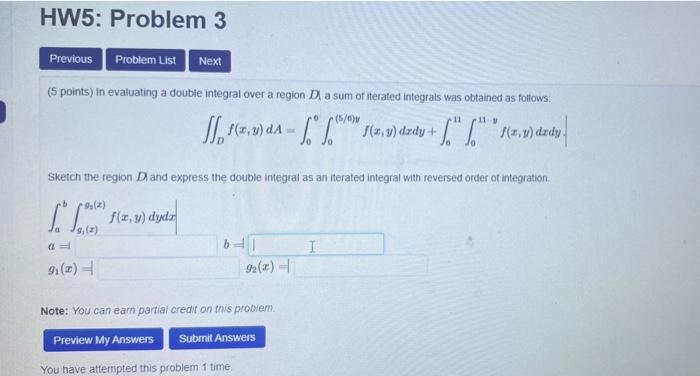 Solved HW5: Problem 3 Previous Problem List Next (5 points) | Chegg.com
