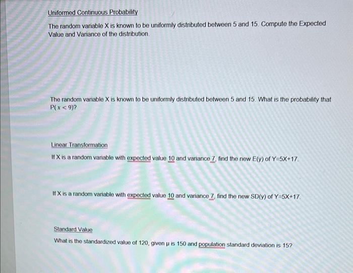 Solved The random variable X is known to be uniformly | Chegg.com