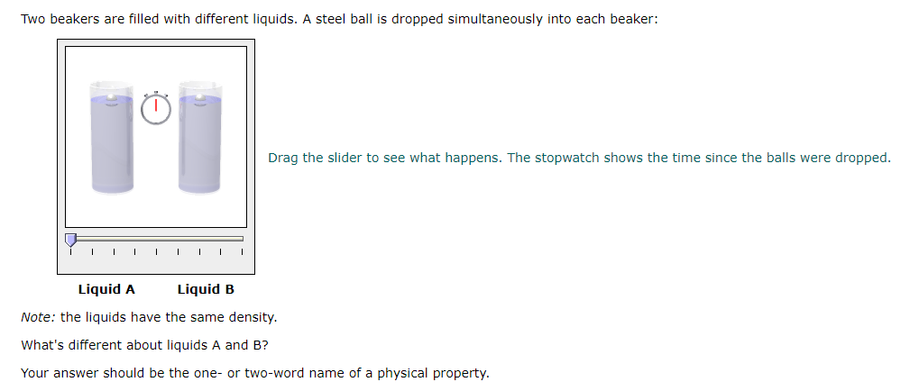 Solved Two beakers are filled with different liquids. A | Chegg.com