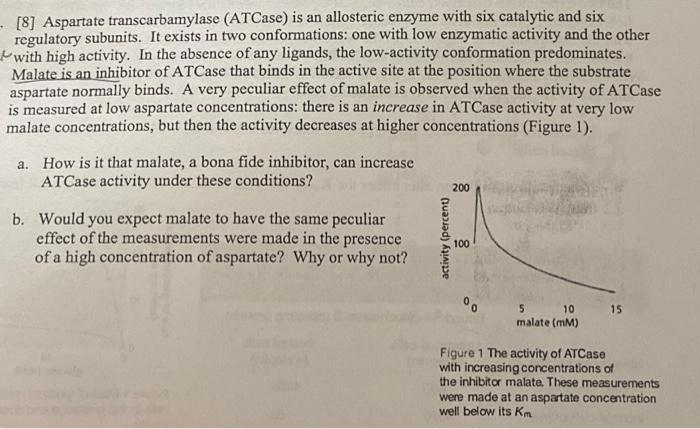 Solved [8] Aspartate transcarbamylase (ATCase) is an | Chegg.com