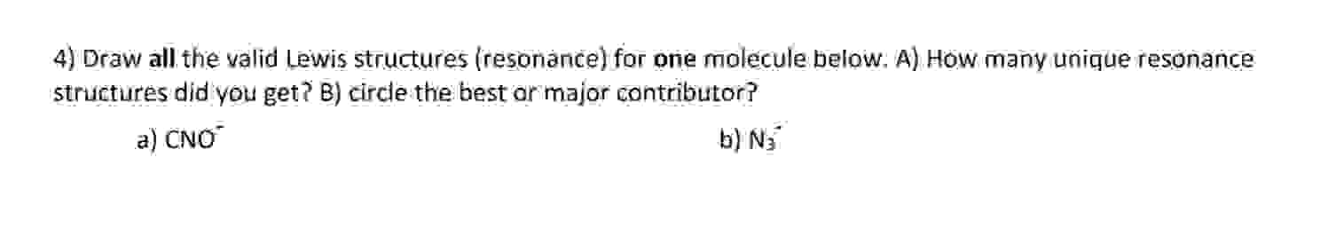 Solved Draw all the valid Lewis structures (resonance) ﻿for | Chegg.com