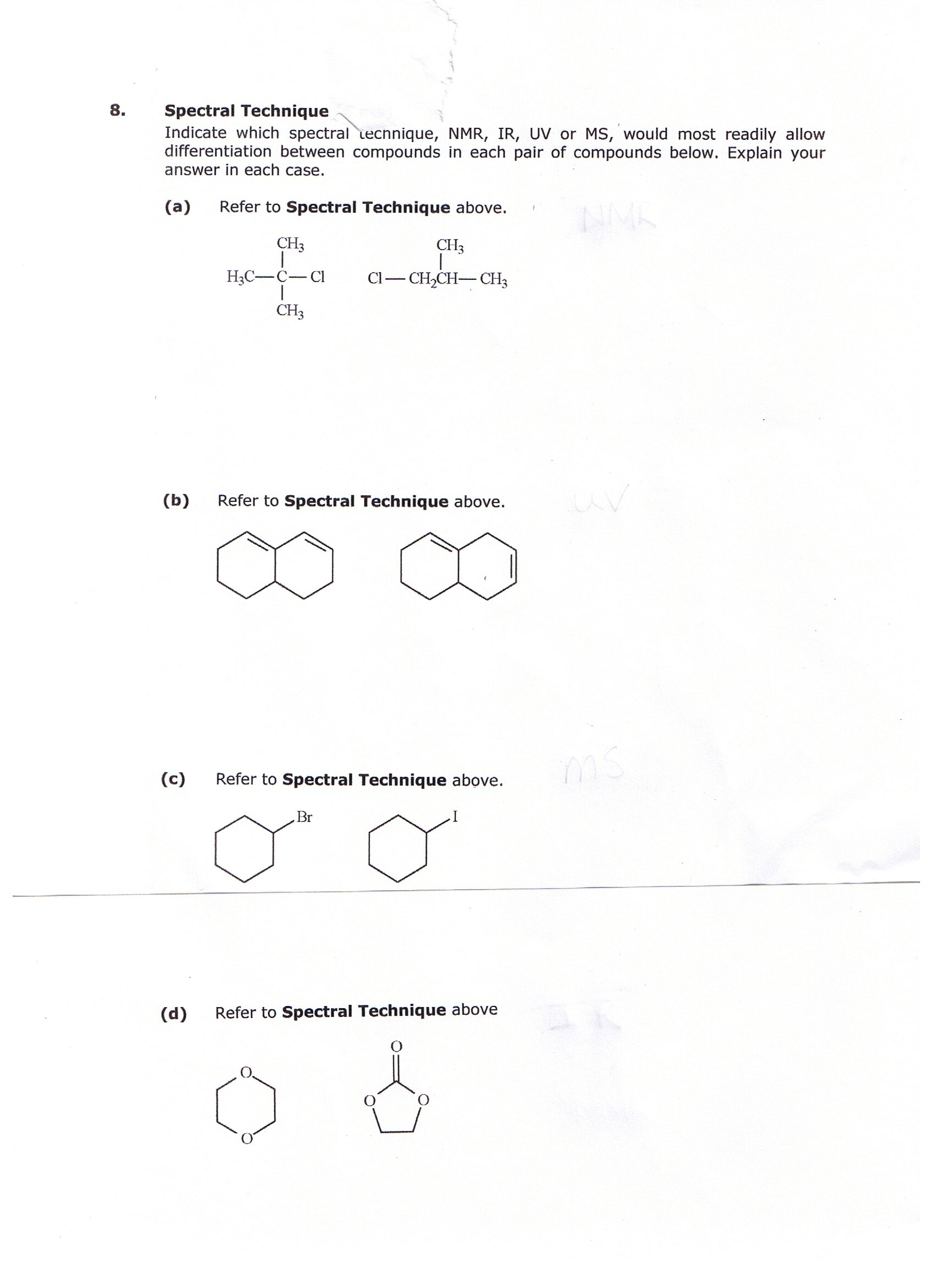 Solved Spectral Technique Indicate which spectral | Chegg.com