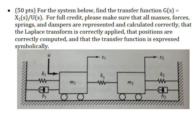 Solved (50 ﻿pts) ﻿For the system below, find the transfer | Chegg.com