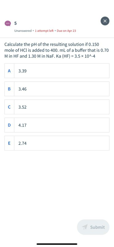 Solved Unanswered l attempt left. Due on Apr 23 Calculate | Chegg.com