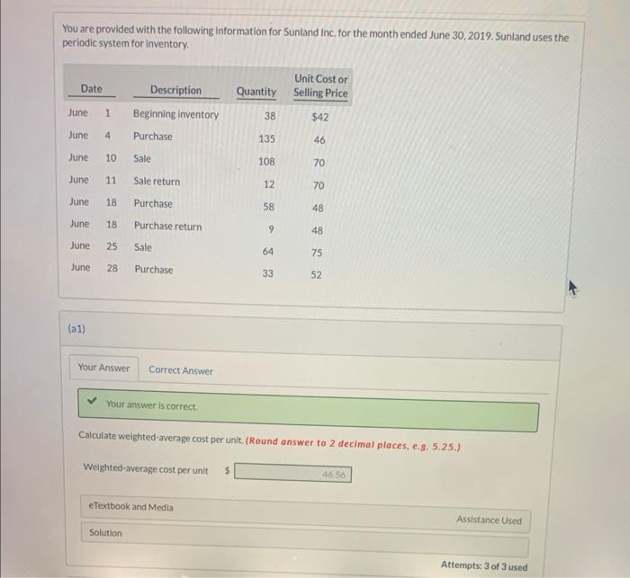 Solved calculate ending inventory cost of goods Gross profit | Chegg.com