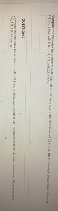 Solved Compute the Phi index for a direct runoff height of | Chegg.com