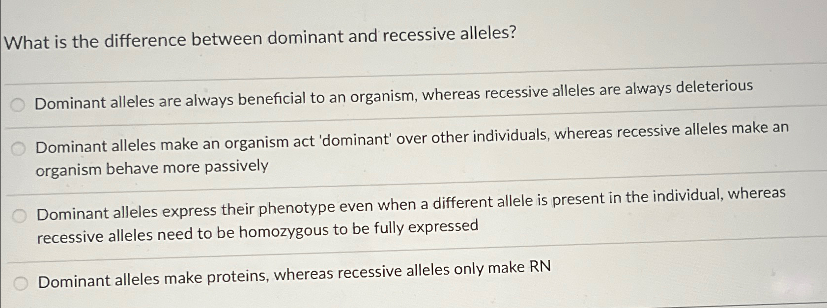 Solved What is the difference between dominant and recessive | Chegg.com