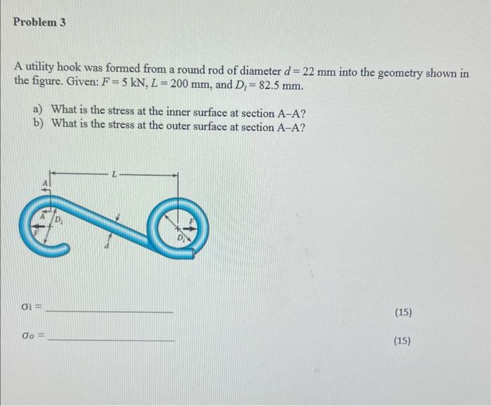 Solved A utility hook was formed from a round rod of | Chegg.com