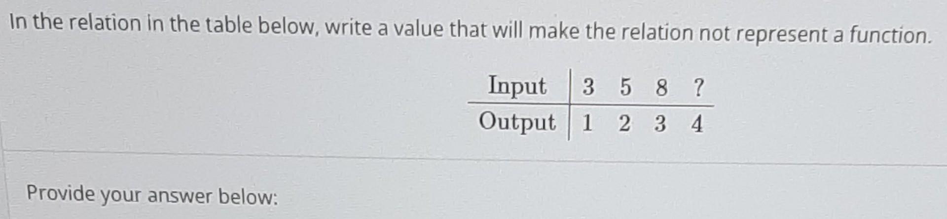 Solved In The Relation In The Table Below Write A Value