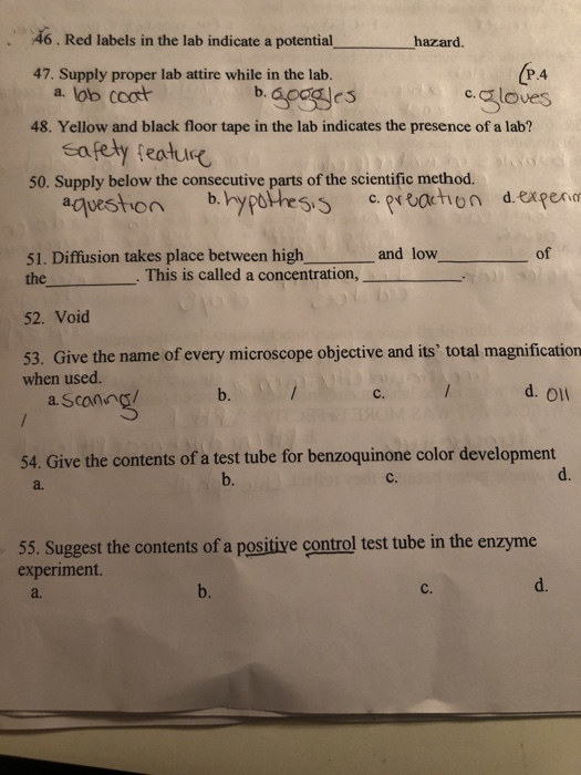 Solved 46. Red labels in the lab indicate a potential | Chegg.com