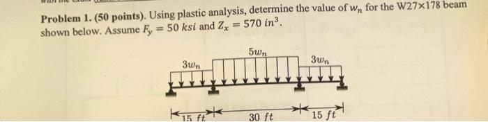 Solved Problem 1. ( 50 points). Using plastic analysis, | Chegg.com