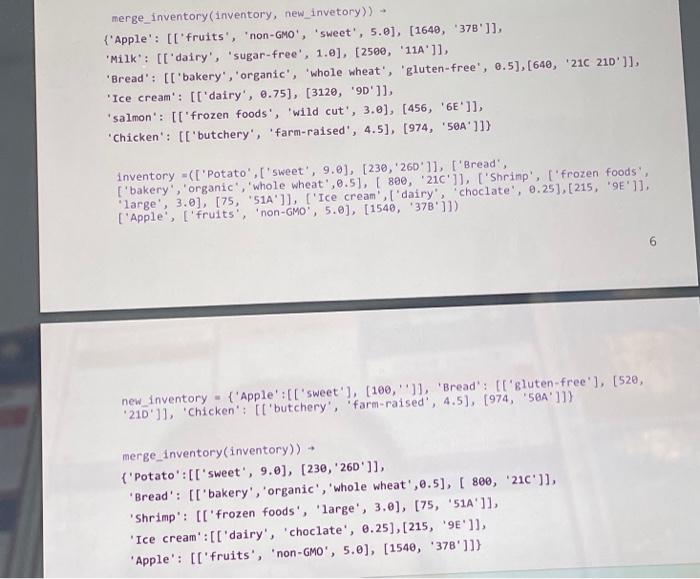 Solved nerge_inventory ():# you have to determine the | Chegg.com