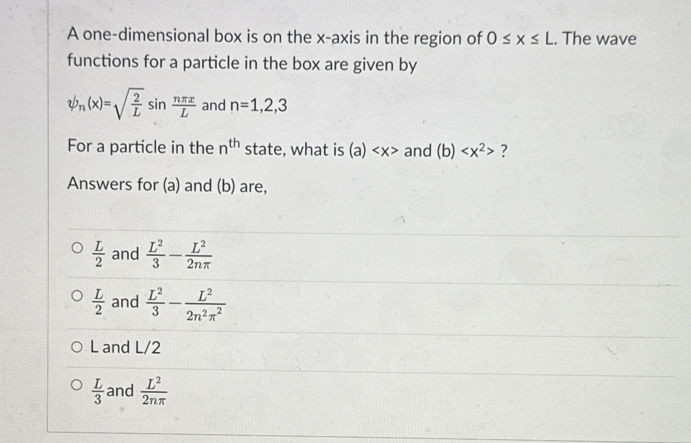 Solved A one-dimensional box is on the x-axis in the region | Chegg.com