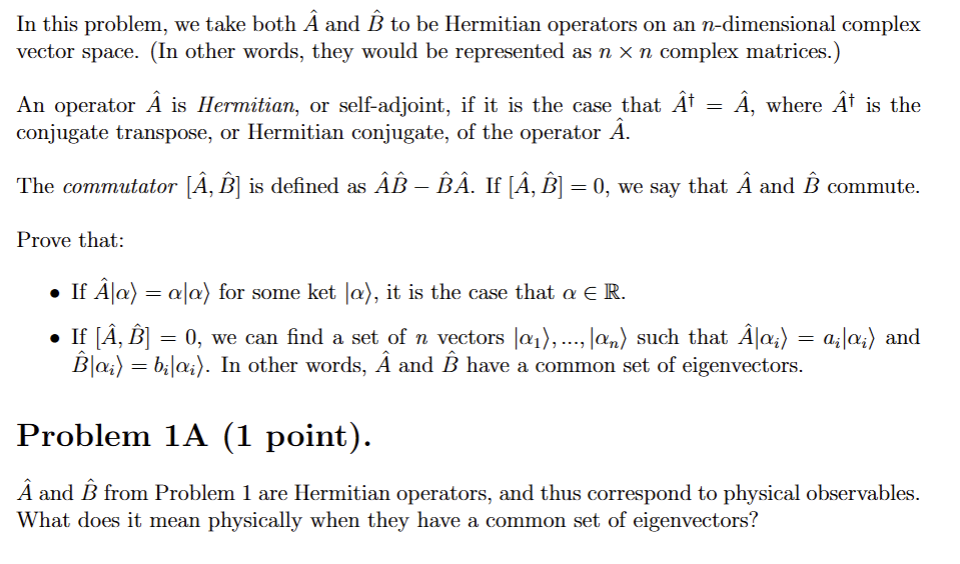 Solved Problem 1A (1 ﻿point). \( \hat{A} \) ﻿and | Chegg.com