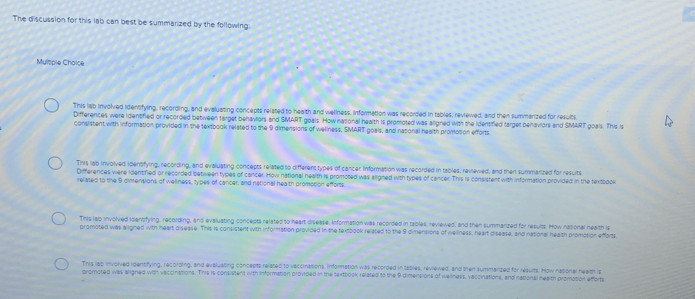 Solved The discussion for this lab can best be summarized by | Chegg.com